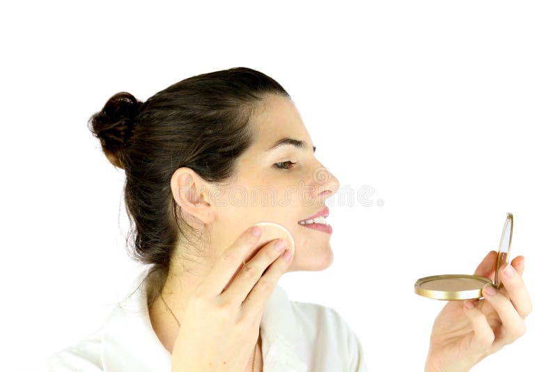 Powdering her face stock image. Image of happy, adult - 32489113