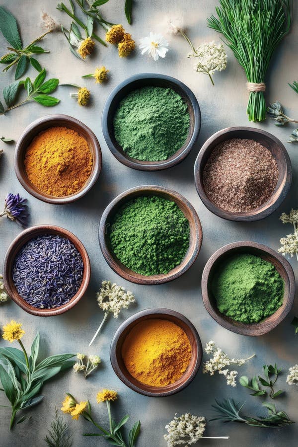 Powders from Medicinal Herbs. Selective Focus Stock Photo - Image of ...