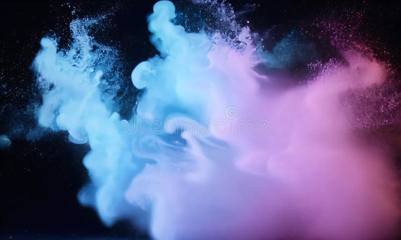 Powders in Vibrant Neon Hues Swirling Dynamically, Illuminated by ...