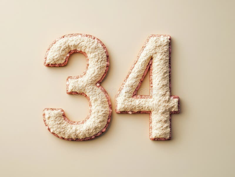 Powdery 34 Numbers with a Soft Texture Stock Image - Image of numbers ...