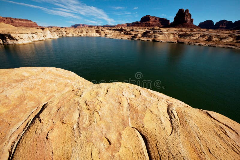 Powell lake stock image. Image of orange, boating, river - 54183779