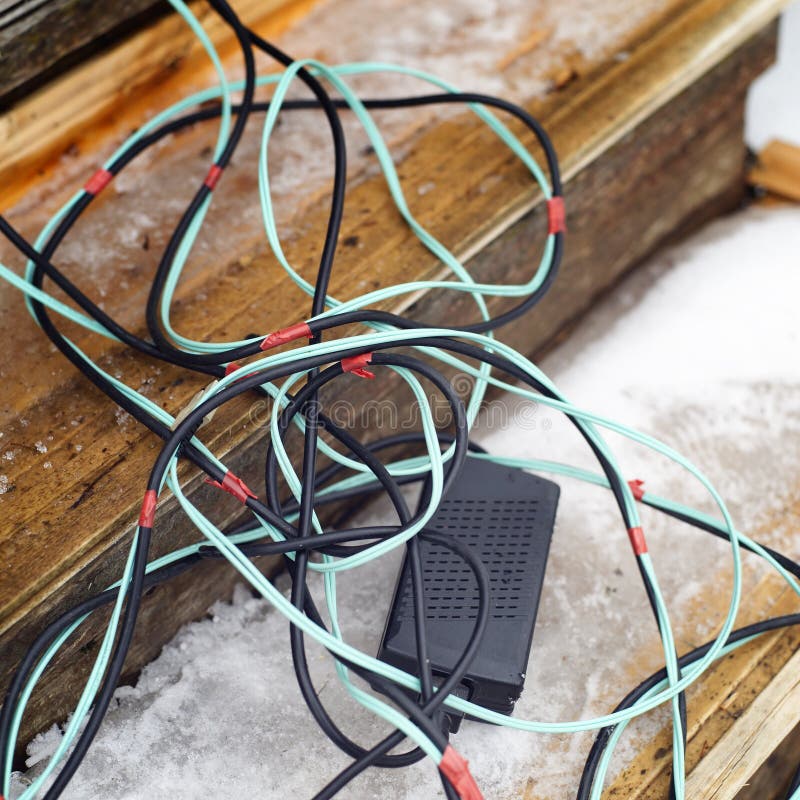 Electric Cables Covered with Ice Stock Image - Image of cold, power ...