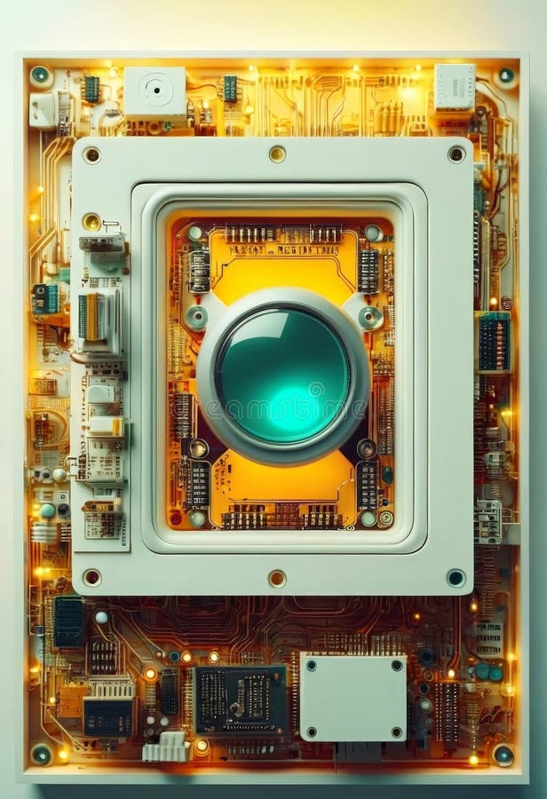 Computer Processor with Green Light Inside Stock Illustration ...
