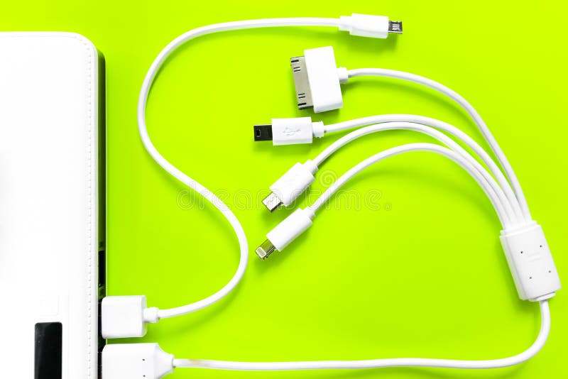 Power Bank or Battery Connected by Wire To Smartphone Stock Photo ...