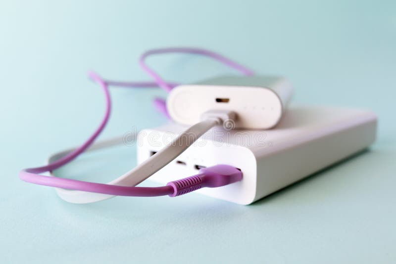 Power Bank, External Battery and Usb Wire on the Table, Universal ...