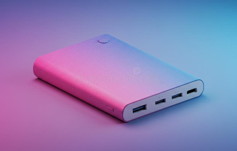 Modern Portable Power Bank with Multiple USB Ports Stock Illustration ...