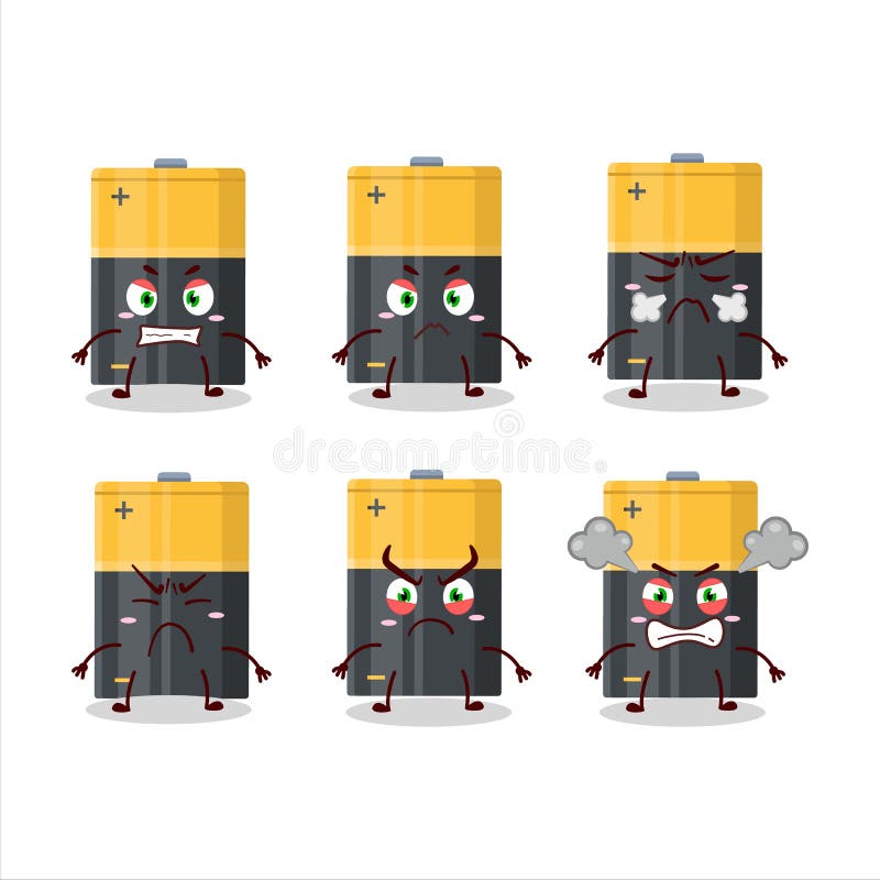 Power Battery Cartoon Character with Various Angry Expressions Stock ...