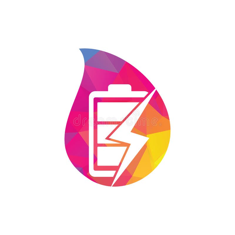 Power Battery Drop Shape Concept Logo Design Template. Stock Vector ...