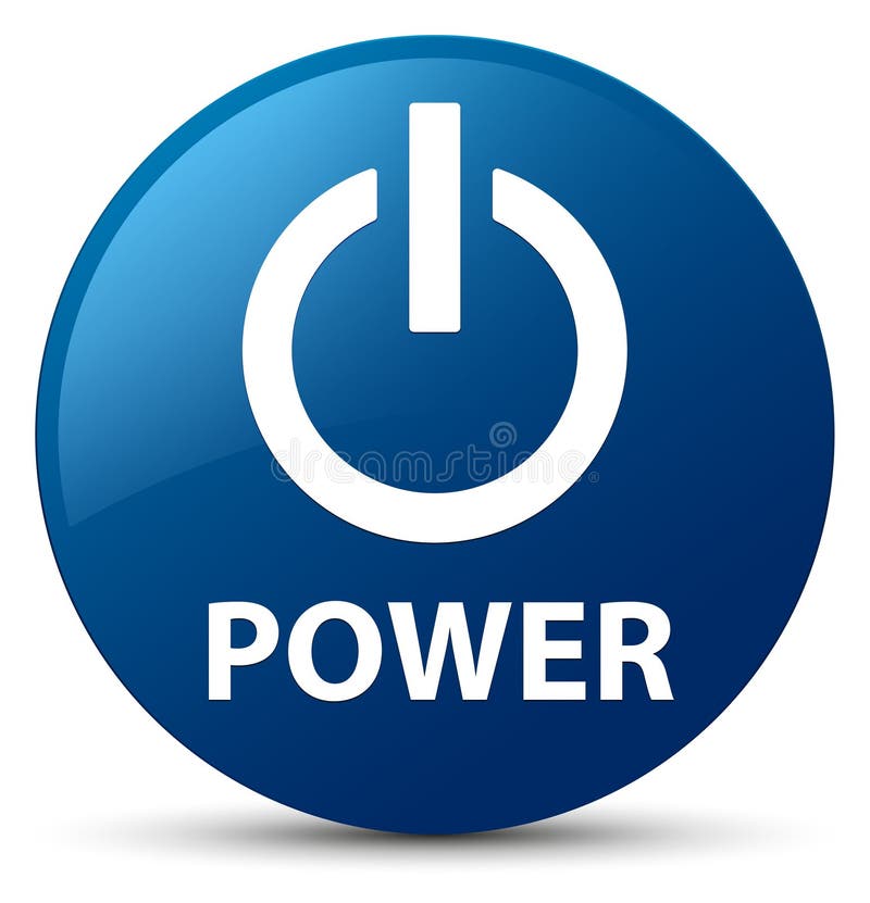 Power blue round button stock illustration. Illustration of power ...