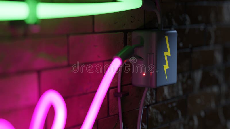 Power Box for Neon Tube Lights Stock Illustration - Illustration of ...