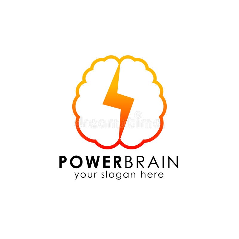 Power Brain Logo Design Template. Thunder Brain Logo Design Vector ...
