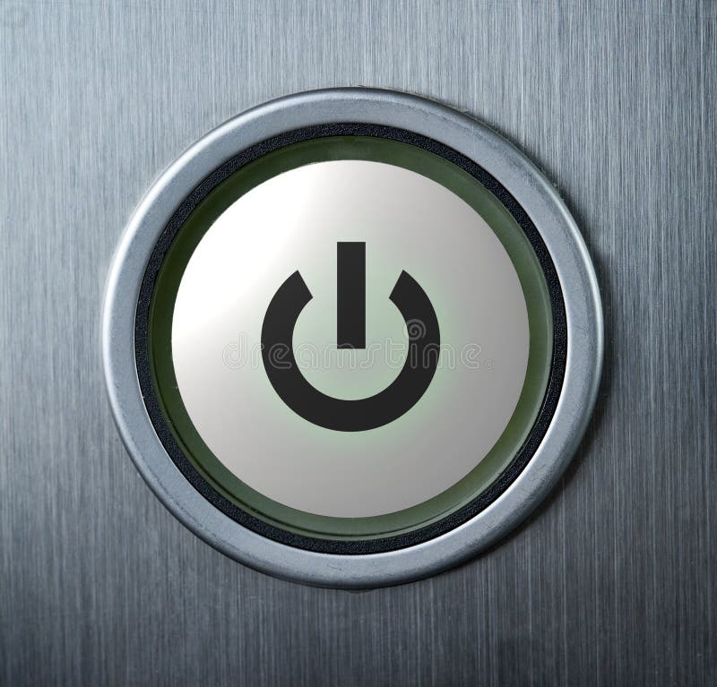 Power Button Blue Neon Macro Closeup Stock Image - Image of close ...