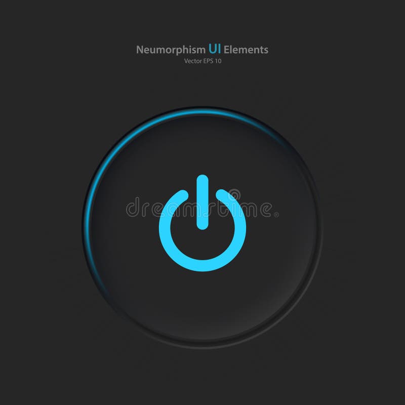 Round Power Button on a Black Background. User Interface Elements in ...