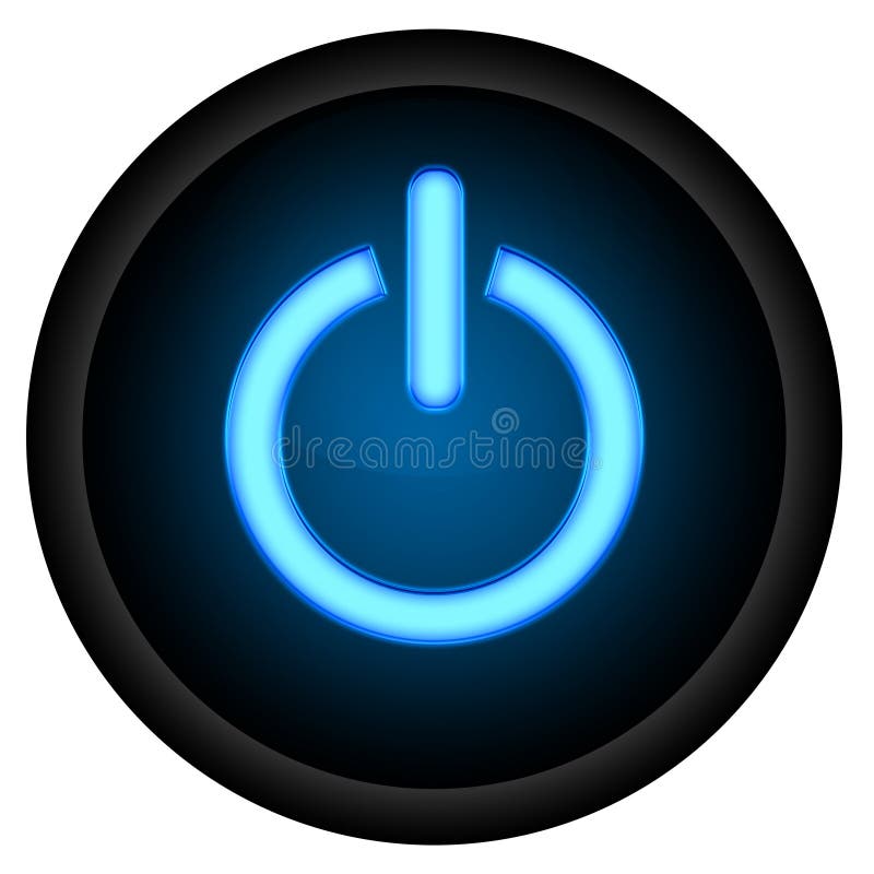 Blue Power Button on Front Panel of Computer Stock Illustration ...