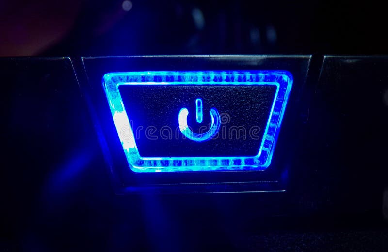 Power Button with Blue Backlight. Stock Photo - Image of flat, blue ...