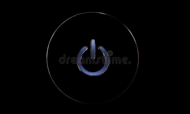 Power Button Blue, on Black Stock Photo - Image of black, symbol: 37796550