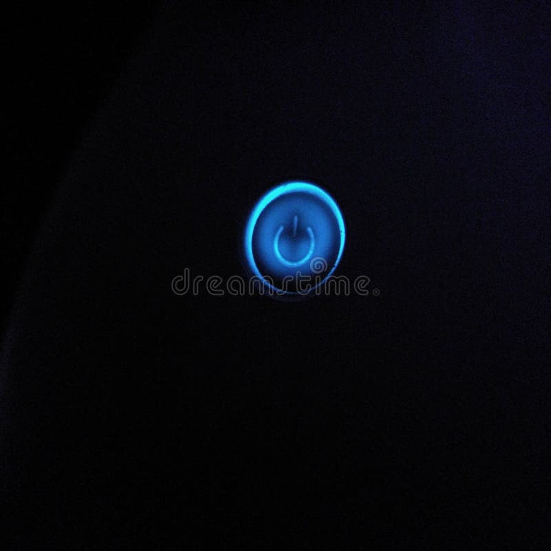 Power Button Blue Color Shine in the Dark Stock Photo - Image of circle ...
