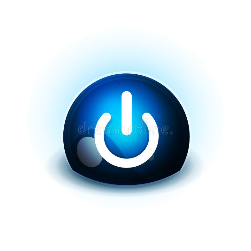 Power Button Blue Icon, Start Symbol Stock Vector - Illustration of ...