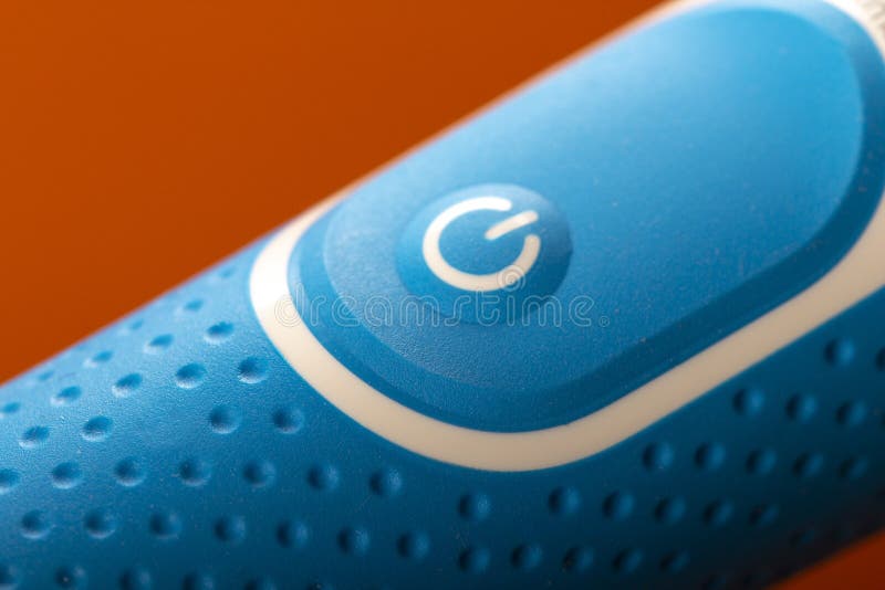 Power Button on Blue Modern Equipment Stock Image - Image of green ...