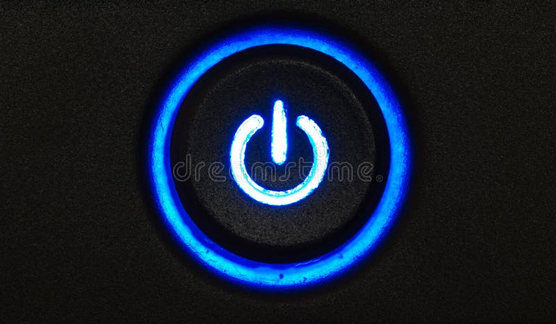 Power Button Blue Neon Macro Closeup Stock Image - Image of close ...