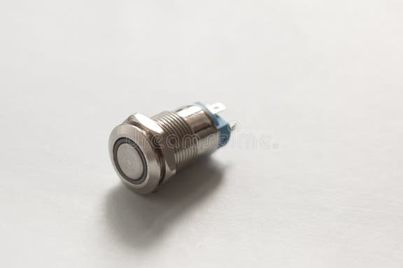 Power Button with Circular Backlight, Silver Isolation Button on White ...