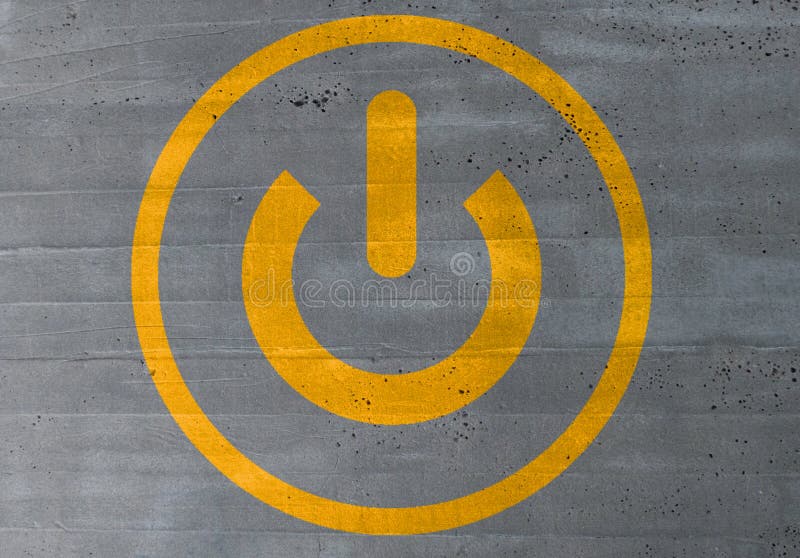 Power Button Concept on Cement Texture Background. Stock Photo - Image ...