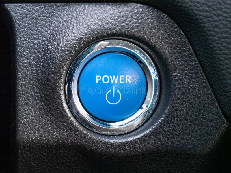 Power Button on the Control Panel Inside Hybrid Vehicle Stock Image ...