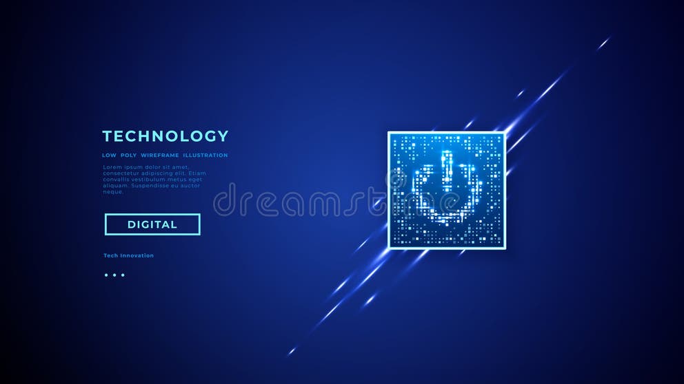 A Power Button on a Digital Semiconductor. AI Chip with Power Icon ...