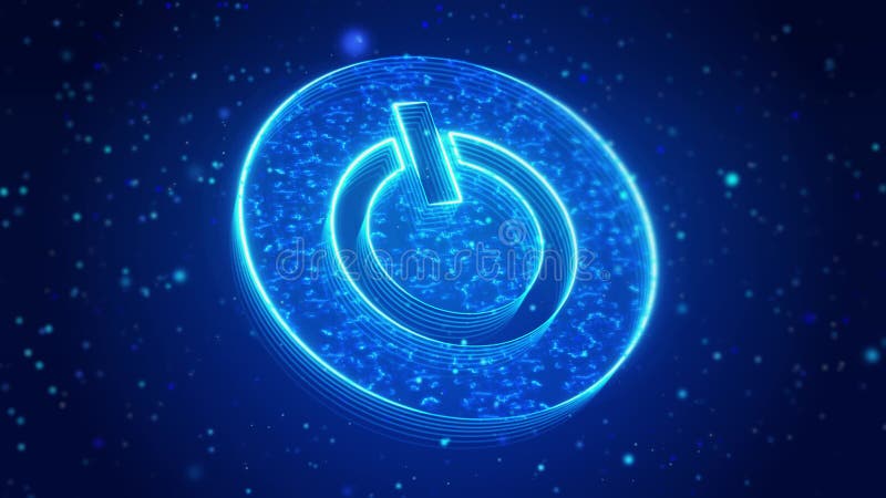 Power Button Text Cyberspace Future Digital Technology Hologram Concept ...