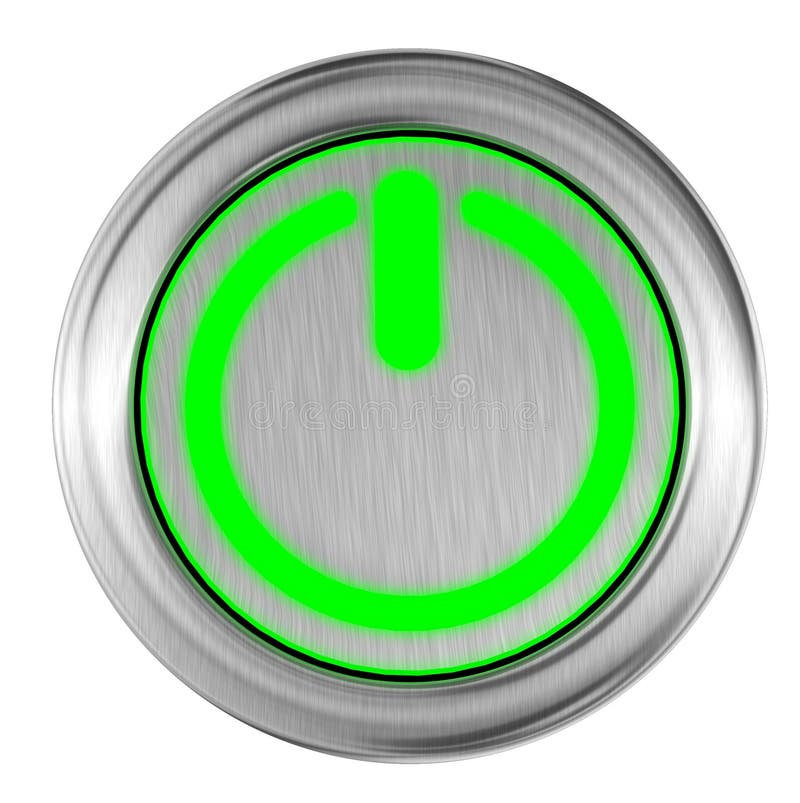 3D Power Start Button Icon Orange Color Stock Illustration ...