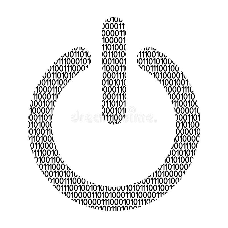 Power Button Icon Abstract Schematic from Black Ones and Zeros Binary ...
