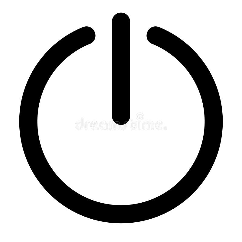 Power Button Icon, Black and White Vector Simple Illustration of Switch ...