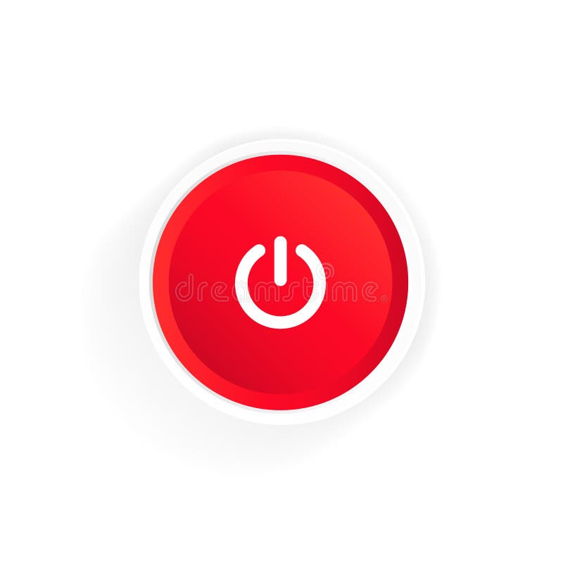 Power on Button Icon. Red Button Power. Push-button Power of Stock ...