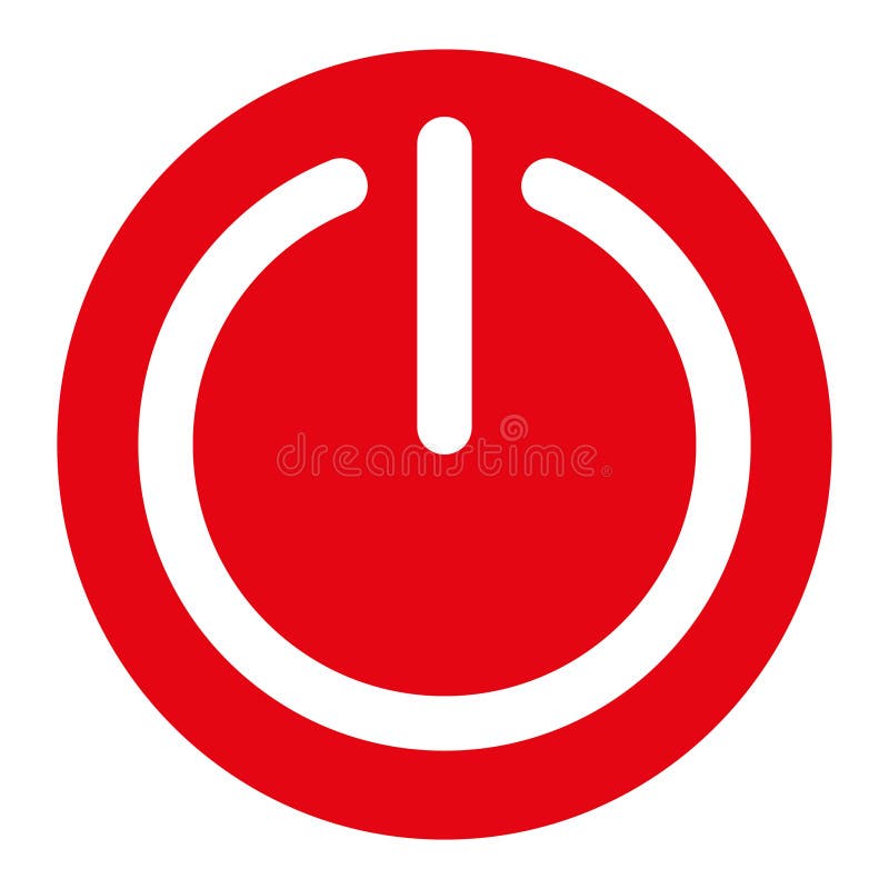Power Button Icon, Red and White Vector Simple Illustration of Switch ...
