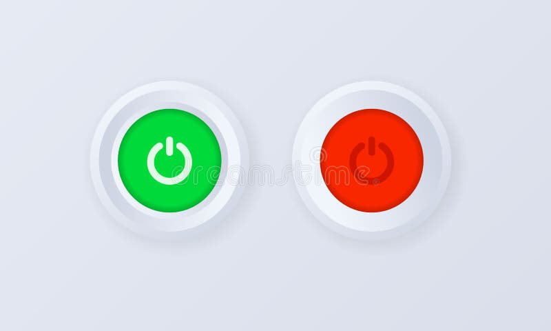 Power on Button Icon Set. Button, Sign, Badge in 3d Style. Power Off ...
