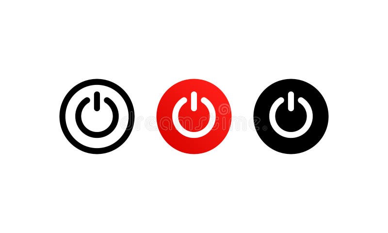 Power on Button Icon Set Vector. Power Off Stock Vector - Illustration ...