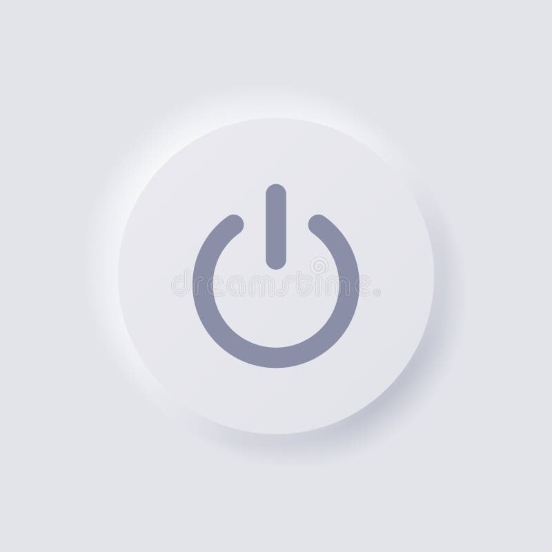 Power Button Icon, White Neumorphism Soft UI Design. Stock Vector ...