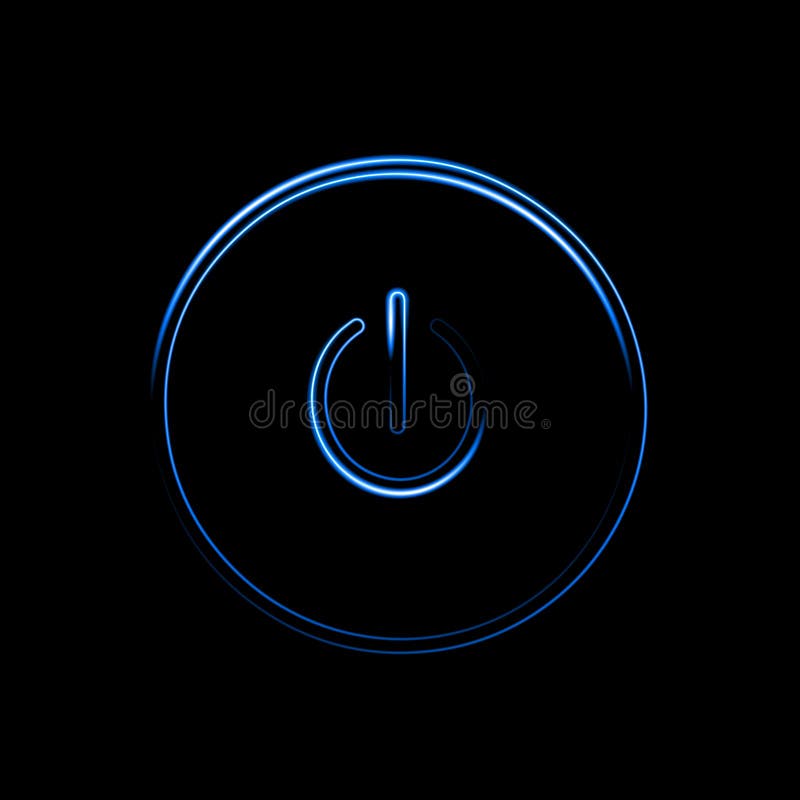 Power Button with Neon Effect. Stock Vector - Illustration of organ ...