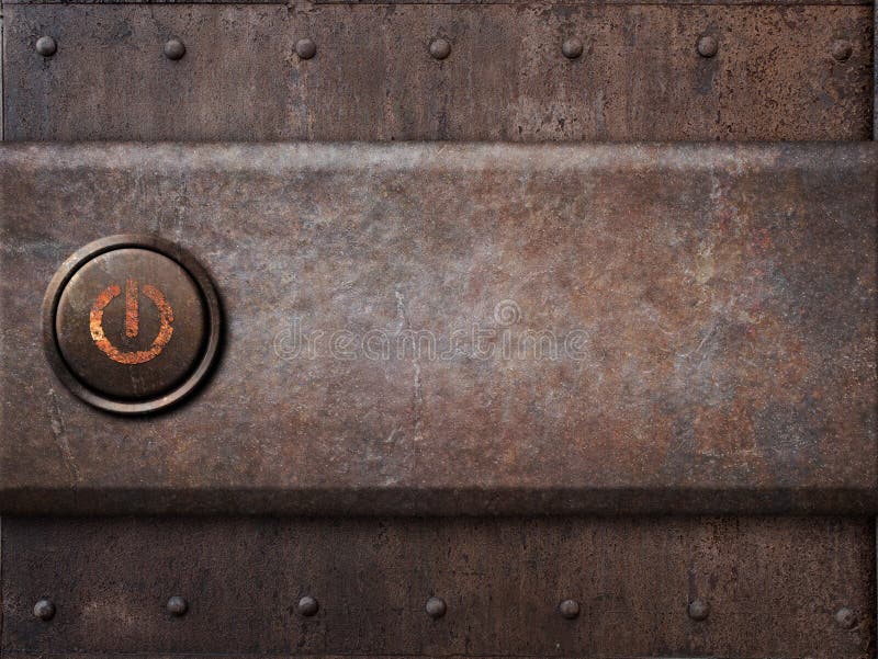 Power Button on Rusty Metal Texture As Steam Punk Stock Photo - Image ...