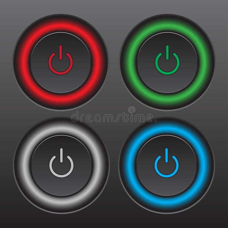 Power Button Start Flat Design Sign Symbol. for Mobile User Interface ...