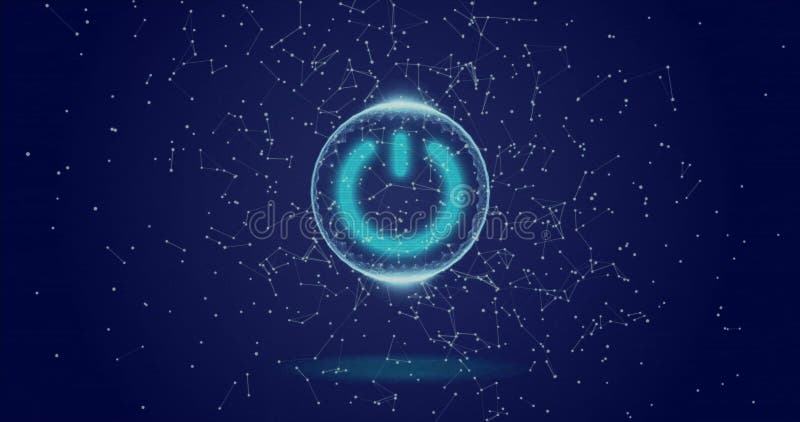 Power Button Symbol with Connecting Dots and Lines, Digital Network ...