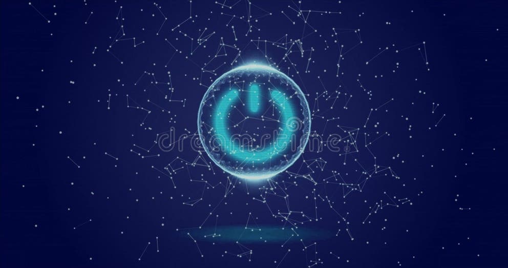 Power Button Symbol with Connecting Dots and Lines, Digital Network Image Stock Image - Image of ...
