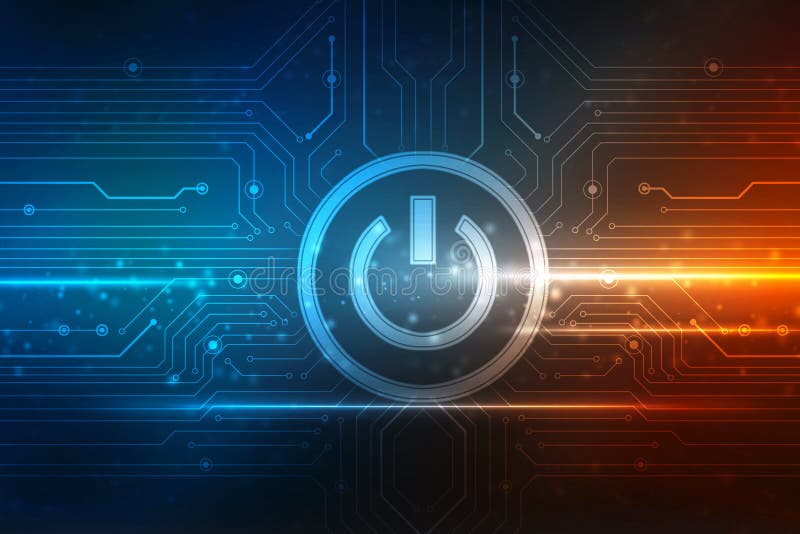 Innovation Switch, Abstract Circuit Board Background with Power Button ...