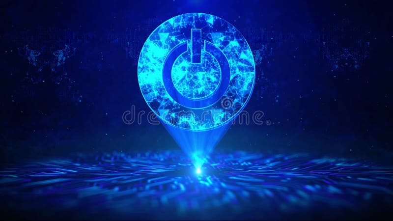 Power Button Text with HUD Rotation Digital Technology Interface Sci Fi ...