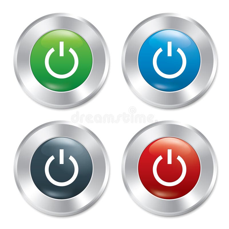 Power Button. Turn on Round Stickers Collection. Stock Vector ...