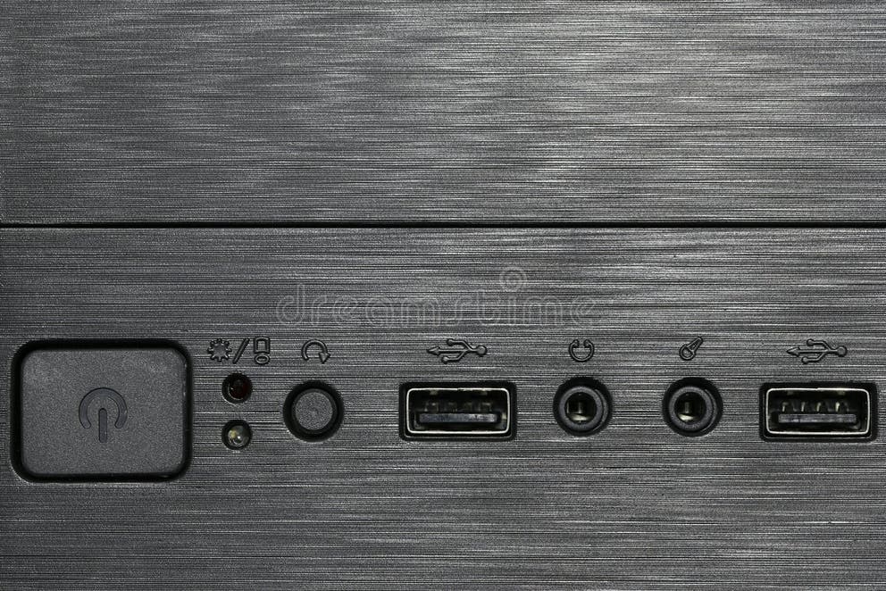 Power button and USB port stock image. Image of electronic - 152080783