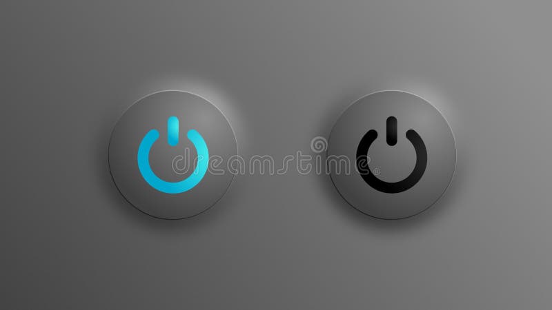 Power Buttons in Neumorphism Soft UI Style. Minimalist Switch Icons for ...