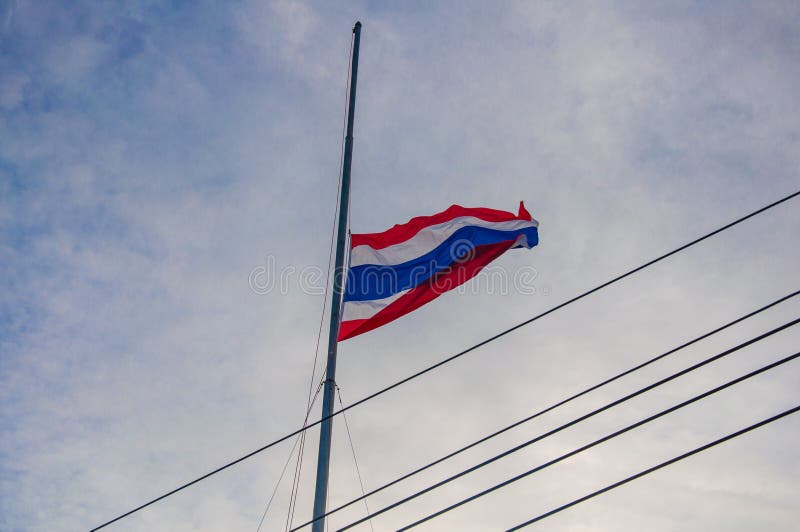 Power Cable Electricity with a Small Flag Stock Image - Image of high ...