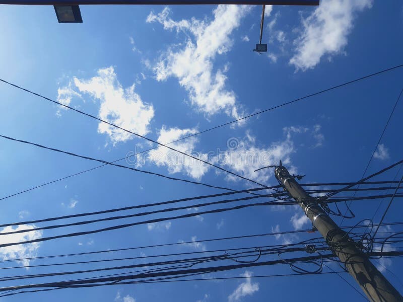 Power Cable for Energy Supply on Bright Day Editorial Photo - Image of ...