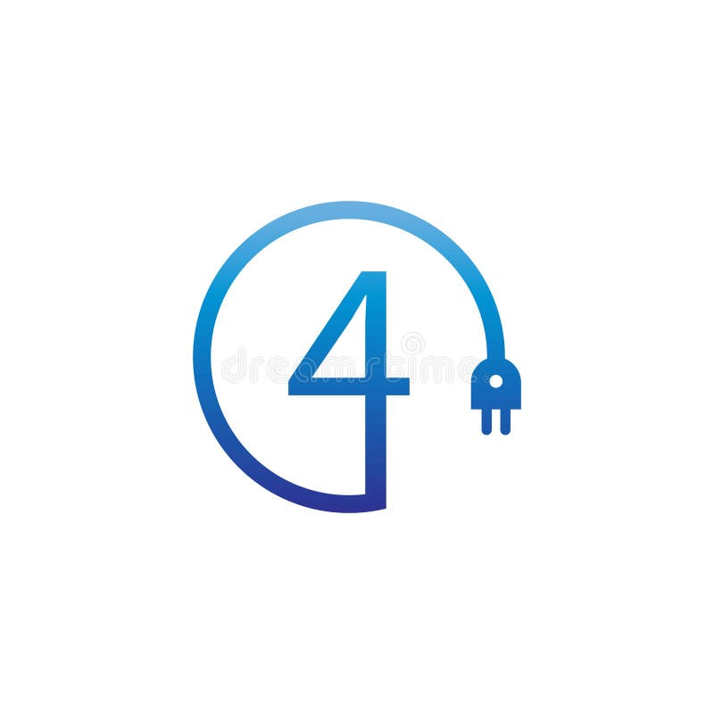 Power Cable Forming Number 4 Logo Stock Vector - Illustration of ...